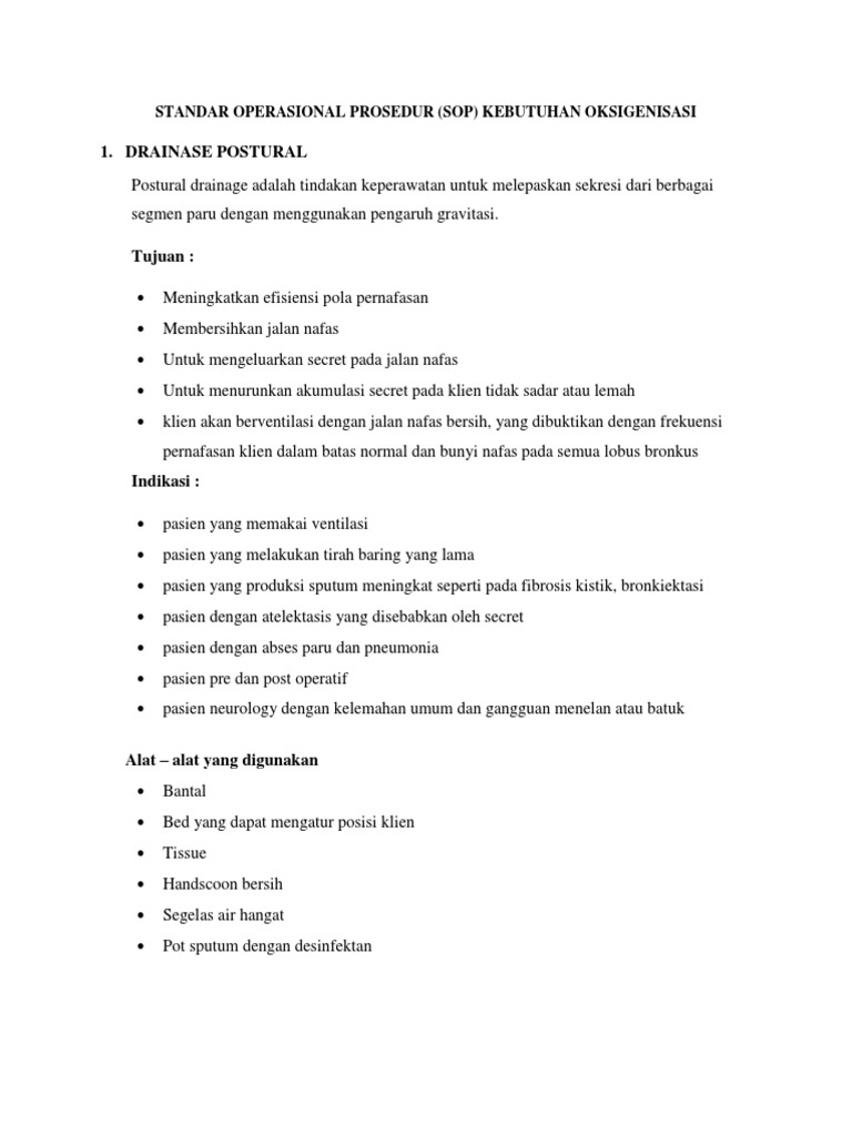 SOP DRAINASE POSTURAL Baru | PDF