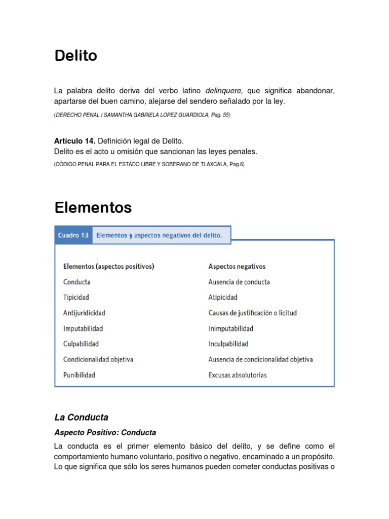 Delito, Concepto y Elementos | PDF | Derecho penal | Homicidio