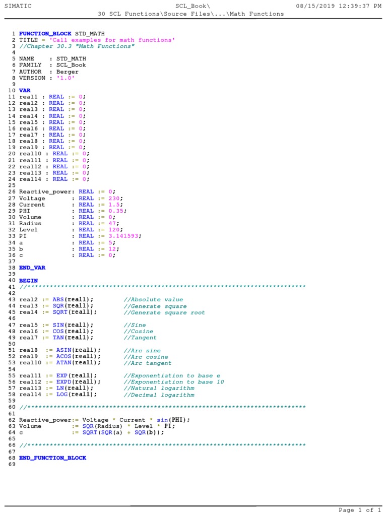 SCL Math Functions Overview | PDF | Trigonometric Functions | Sine