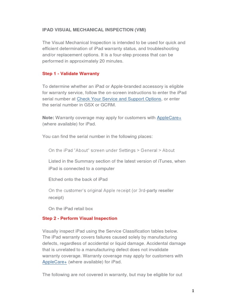 Ipad Visual Mechanical Inspection | PDF | I Pad | Electrical Connector