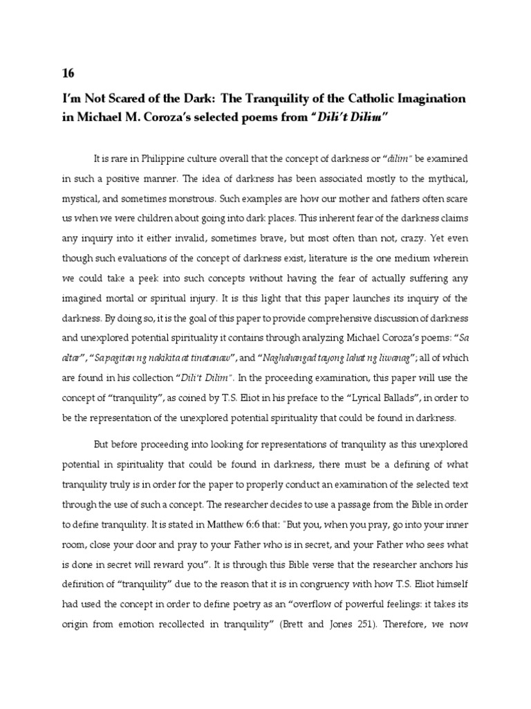 I'm Not Scared of The Dark: The Tranquility of The Catholic Imagination ...