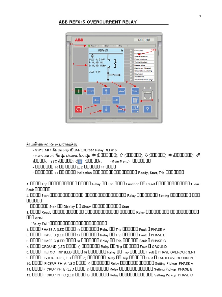 คู่มือรีเซ็ตหลอด LED Relay ABB REF615 - 51C | PDF