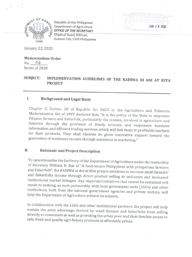 Kadiwa Guidelines | PDF