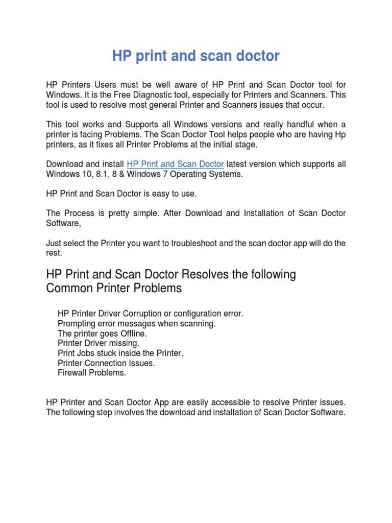 HP Print and Scan Doctor Guide | PDF | Microsoft Windows | Hewlett Packard
