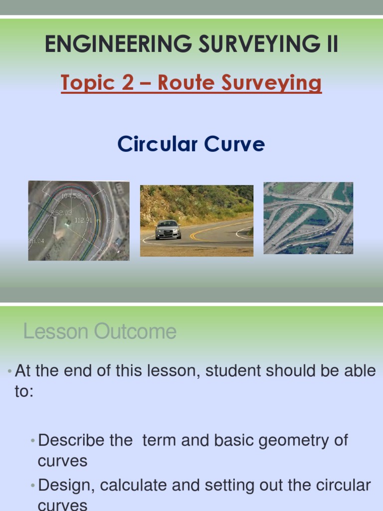 Topic 2 - Circular Curve | PDF | Angle | Surveying