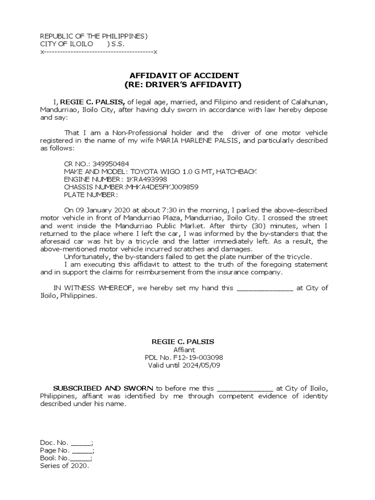 Affidavit of Accident | PDF