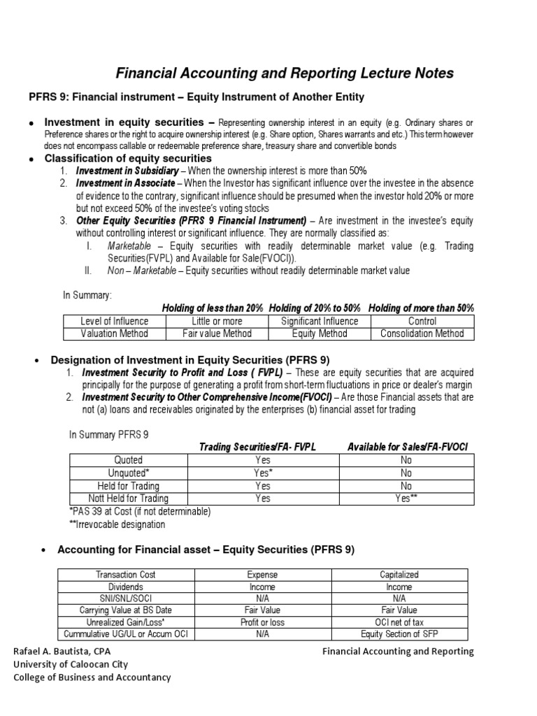 FAR Notes | PDF | Stocks | Securities (Finance)