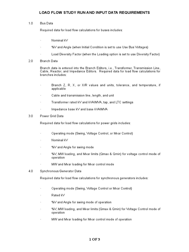 ETAP Load Flow Data Required | PDF | Power Inverter | Electric Power ...
