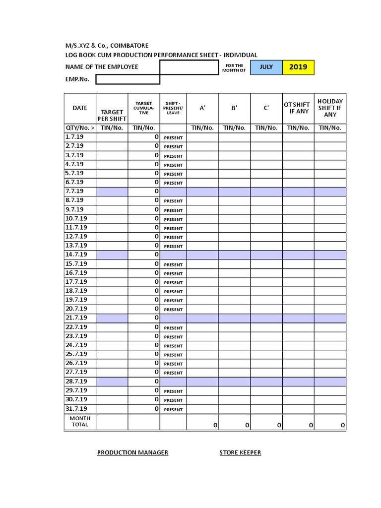 Production Log Sheet | PDF | Business