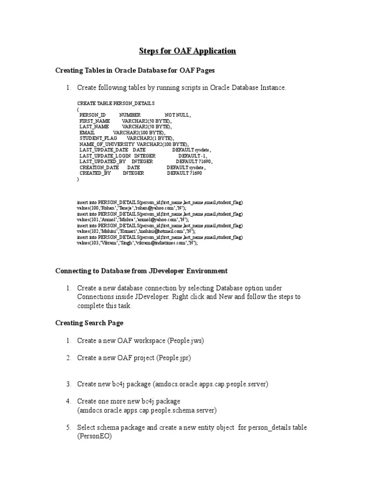 Steps For Oaf Development Pdf Java Programming Language Application Software