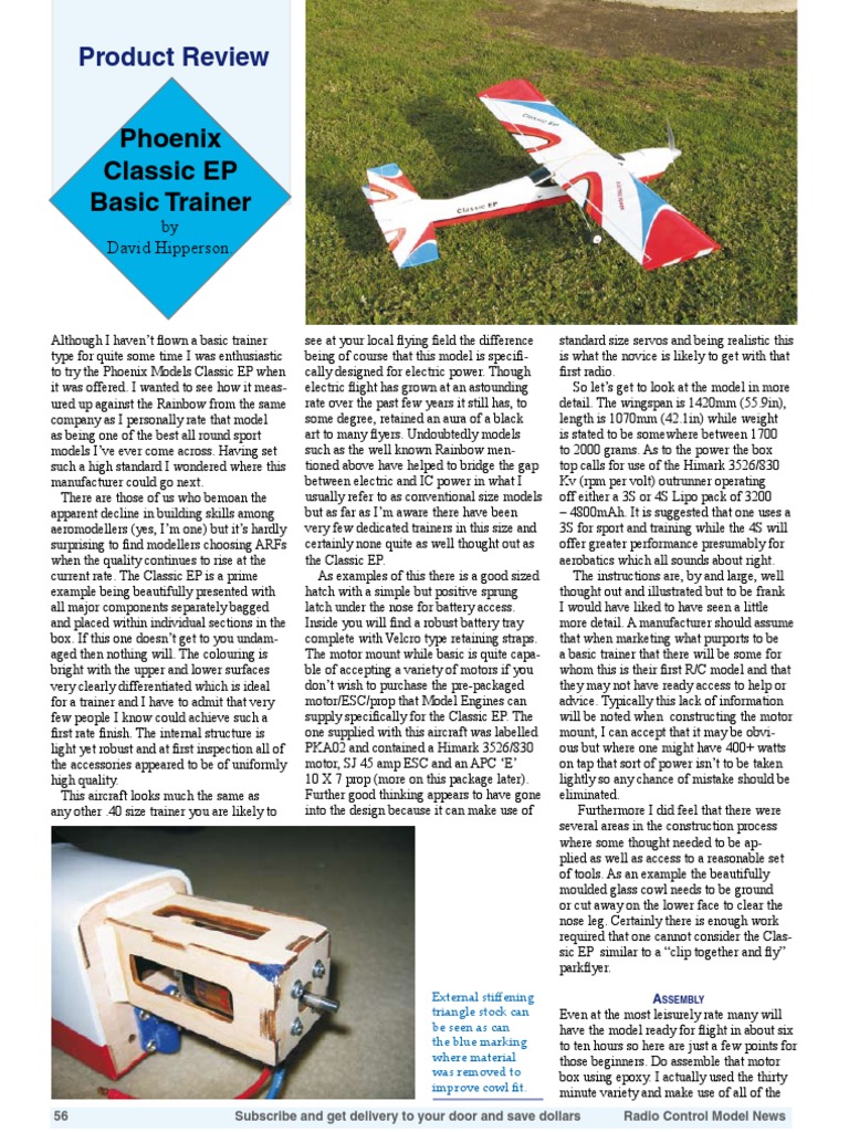 Phoenix Model Classic EP Trainer - Review | PDF | Rudder | Aileron