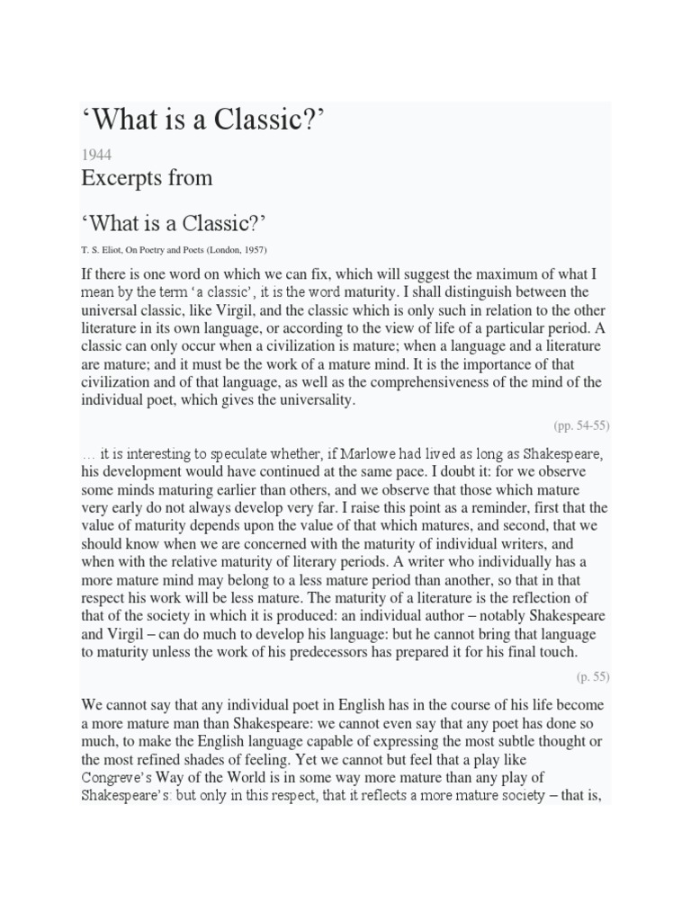 What Is A Classic | PDF | Latin Literature | Poetry