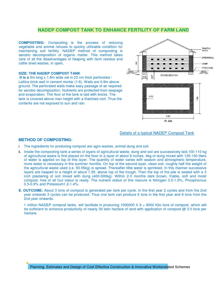 NADEP Compost Tank Design and Costs | PDF | Compost | Brick