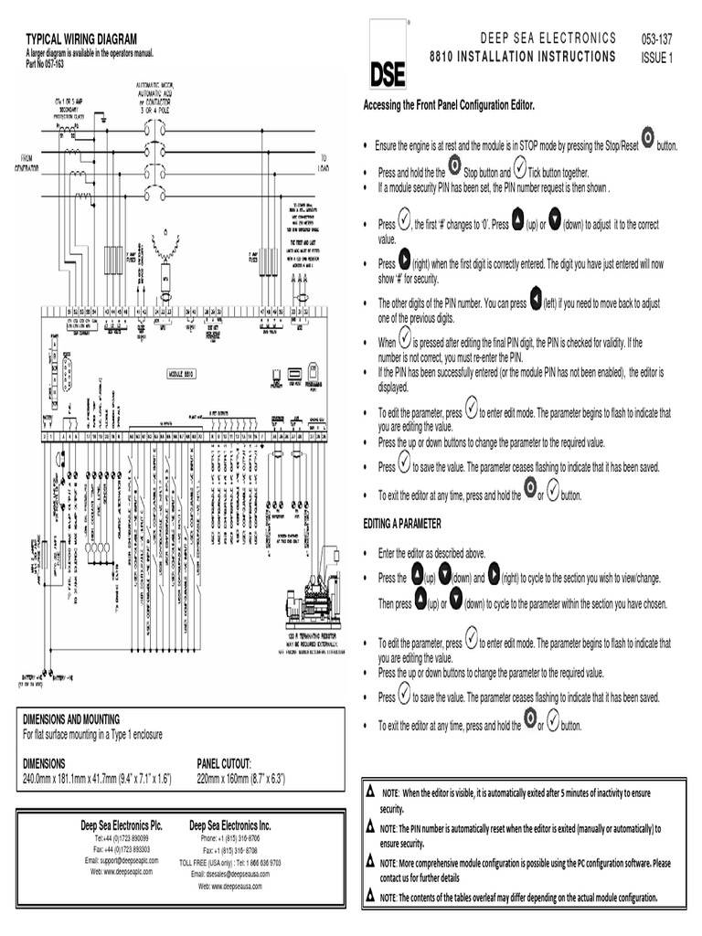 DSE8810 Installation Instructions | PDF | Personal Identification ...