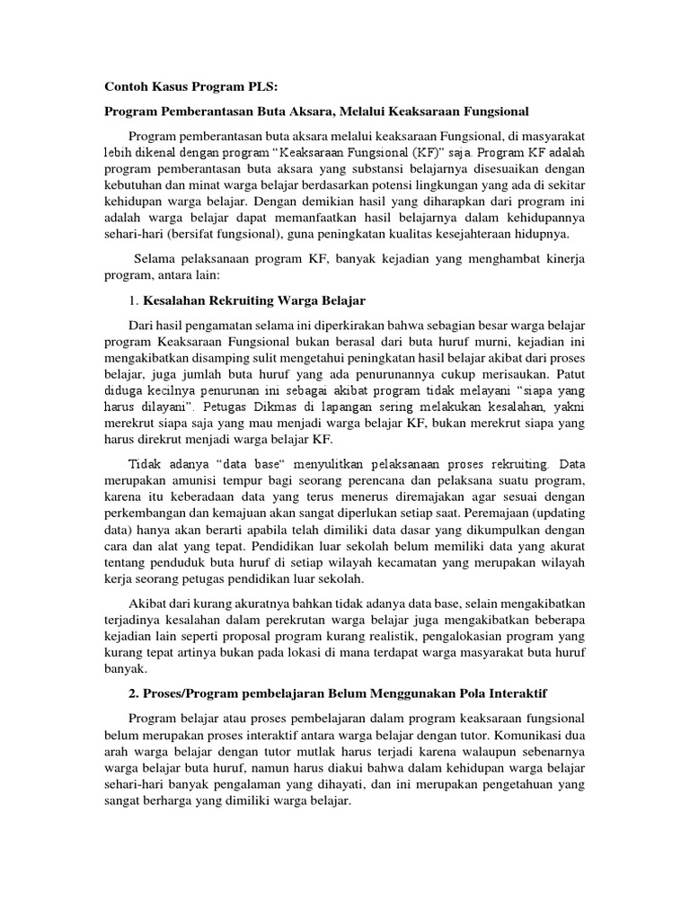 Contoh Kasus Program PLS | PDF