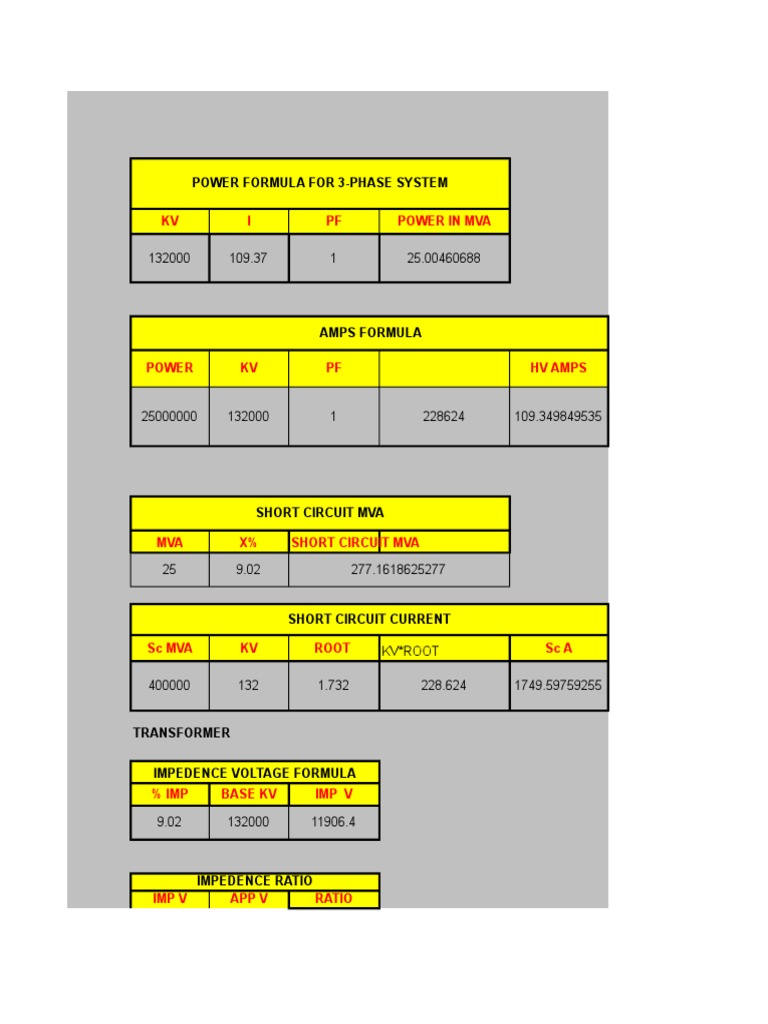 Ref Formula | PDF | Transformer | Electrical Resistance And Conductance