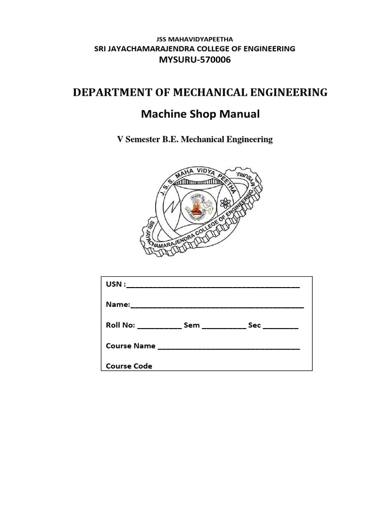 Machine Shop Manual for Mechanical Engineering | PDF | Machining ...