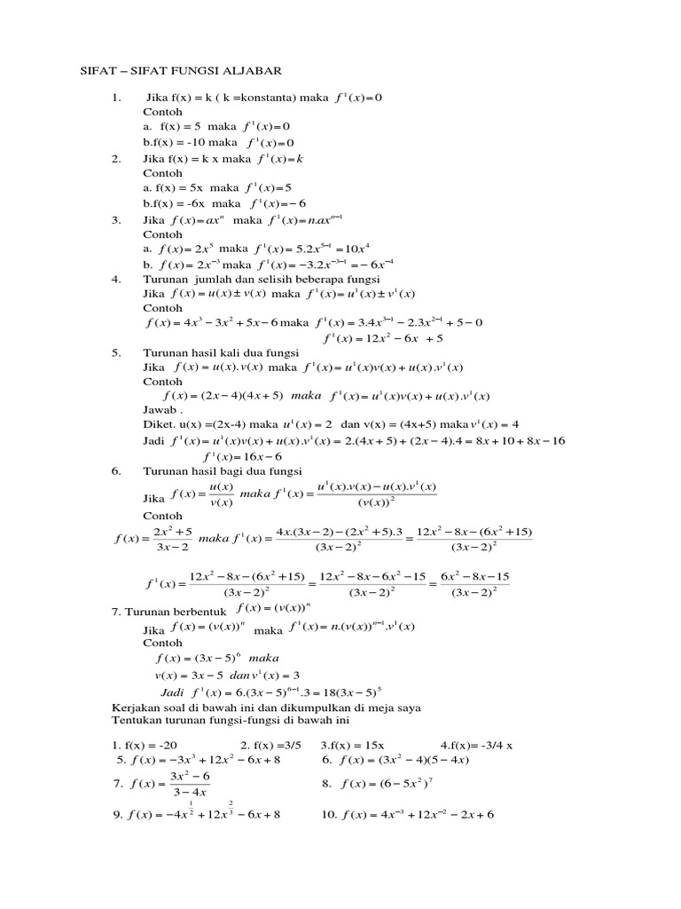 SIFAT Turunan Fungsi | PDF