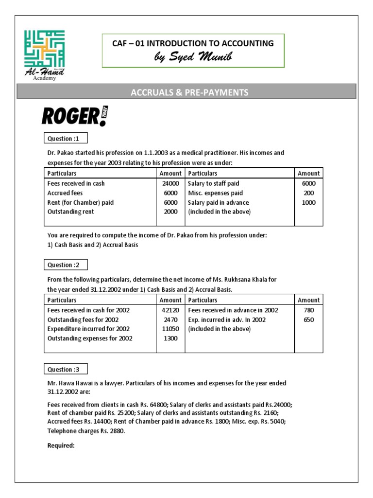 Accrual and Prepayment PDF | PDF | Basis Of Accounting | Accounting ...