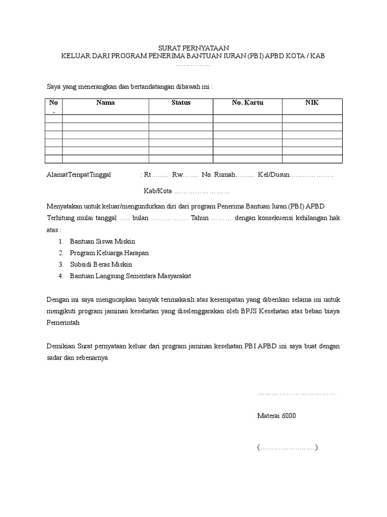 Form Pengunduran Diri Dari Pbi Apbd1 | PDF