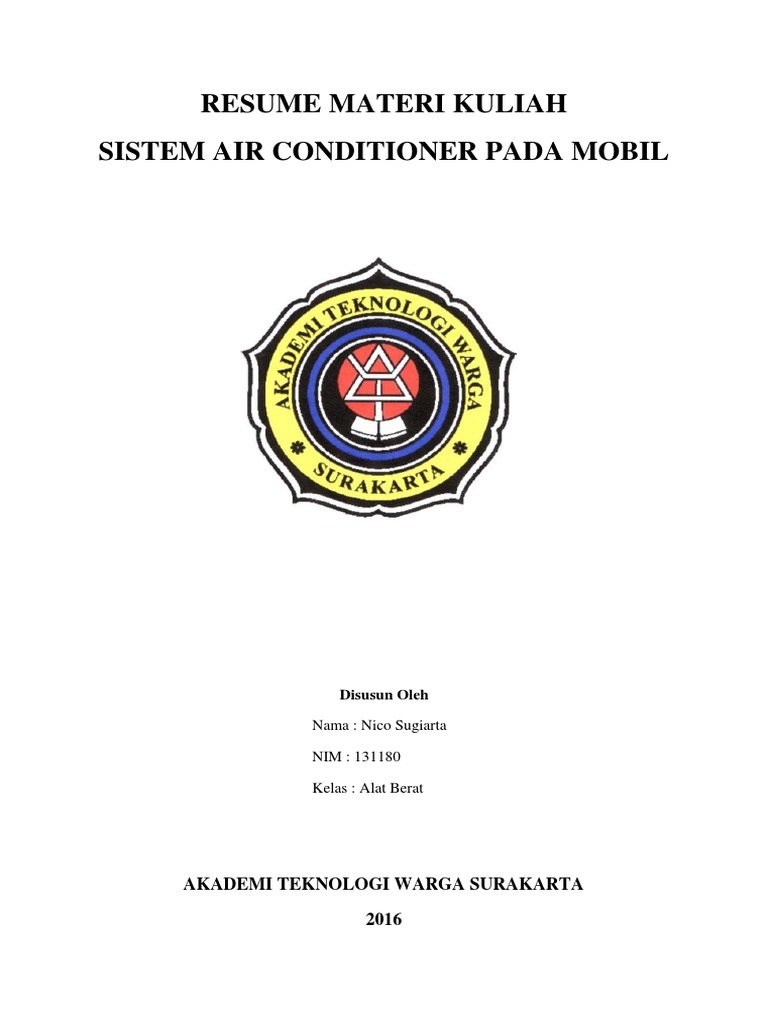 Resume Materi Kuliah Ac Mobil | PDF