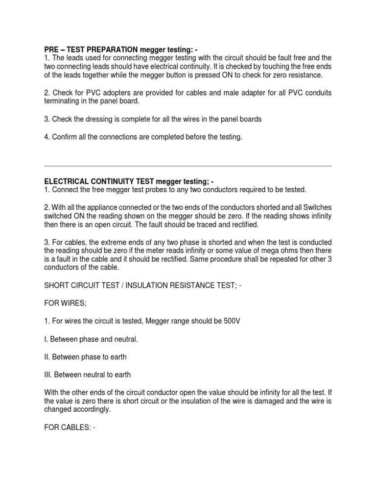 Electrical Continuity Testing Procedure | PDF | Technology & Engineering