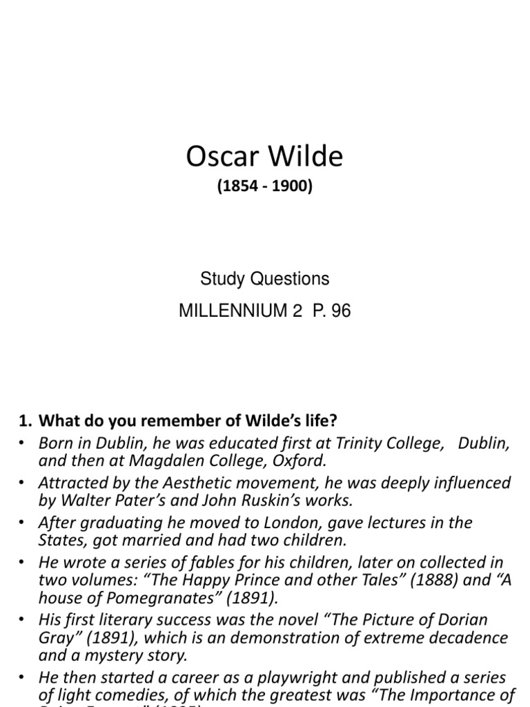 Oscar Wilde's Life and Works Study Guide | PDF
