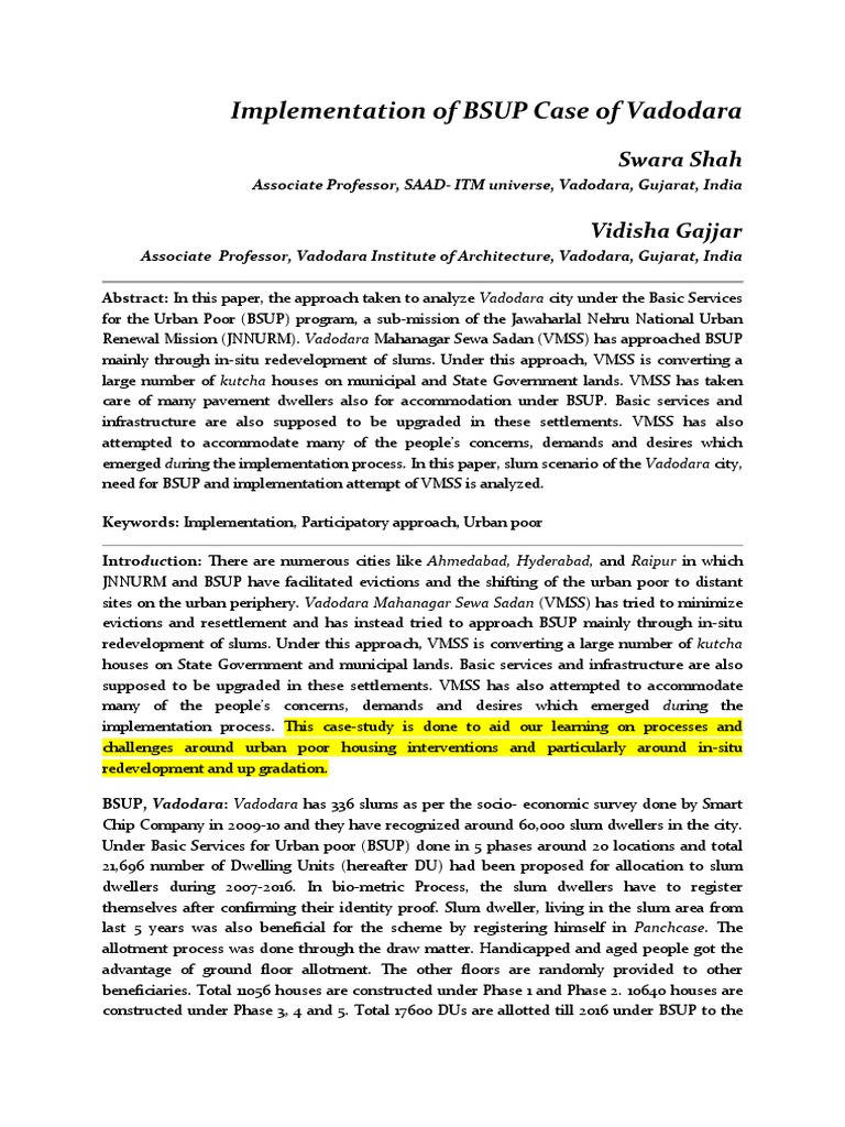 BSUP | PDF | Slum | Urban Planning