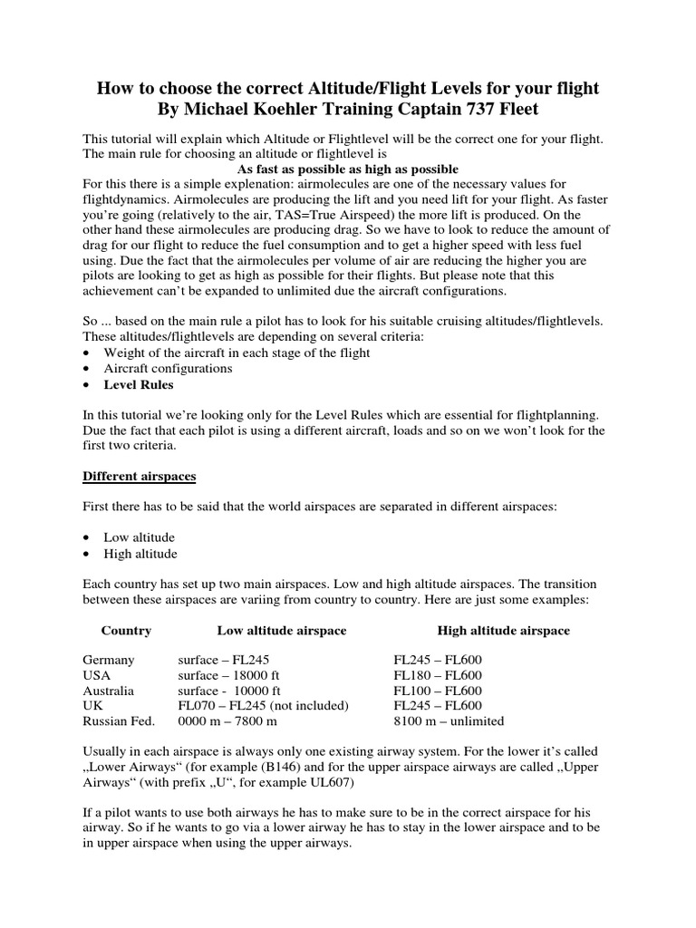 Choosing Flight Levels | PDF | Spaceflight Technologies | Aviation