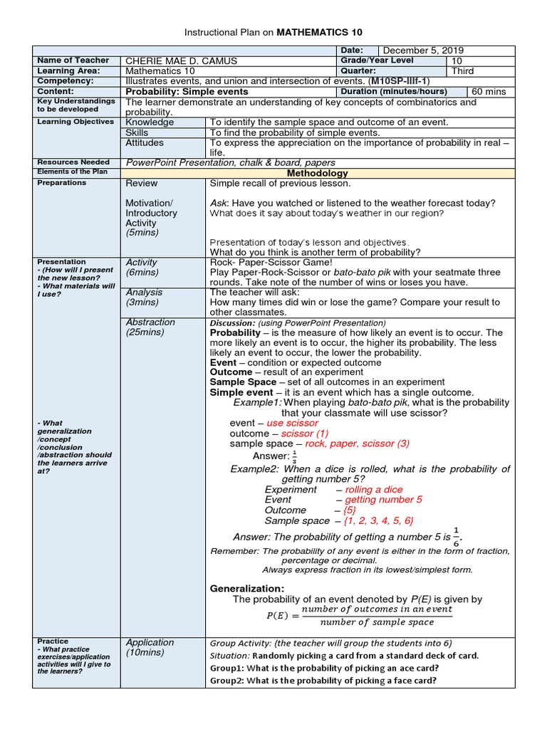 Math Probability for Grade 10 | PDF | Probability | Applied Psychology