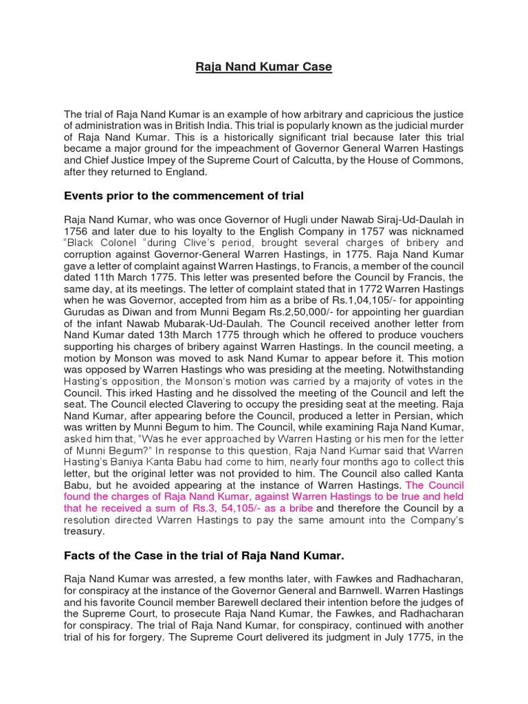 Raja Nand Kumar Case | PDF | Justice Of The Peace | Judge