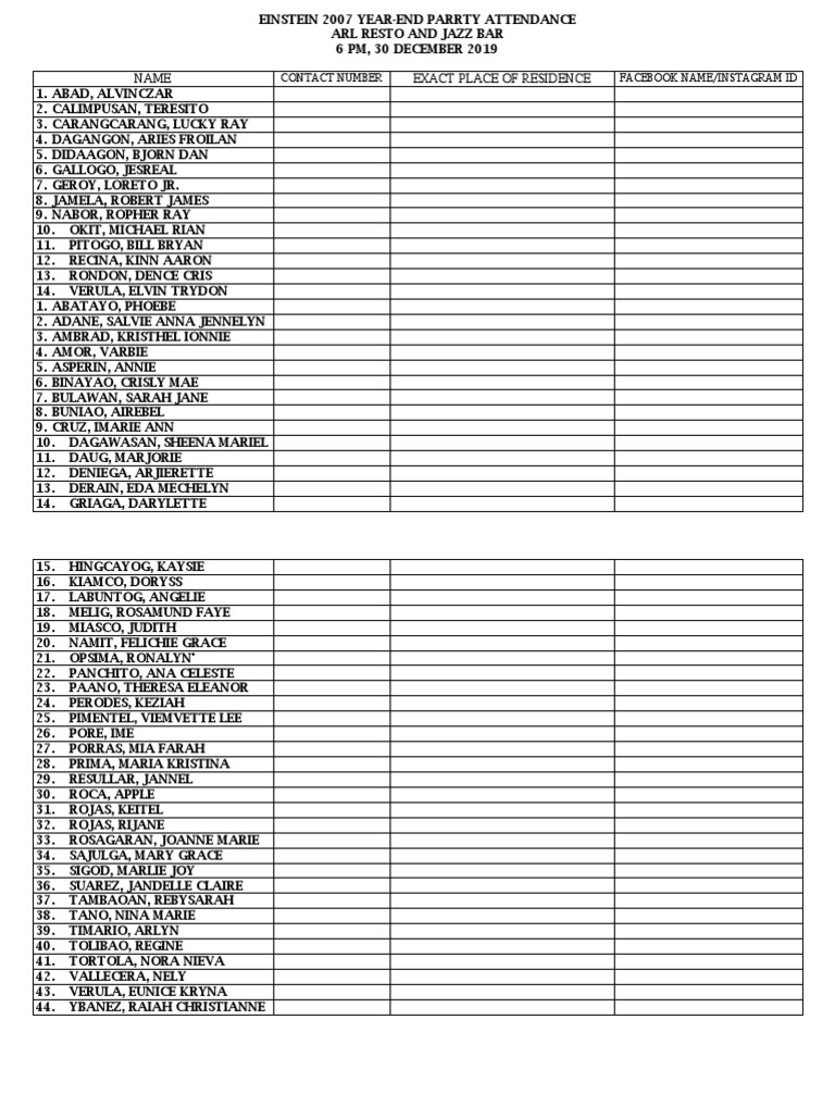 2007 Year-End Party Attendees | PDF | Home & Garden