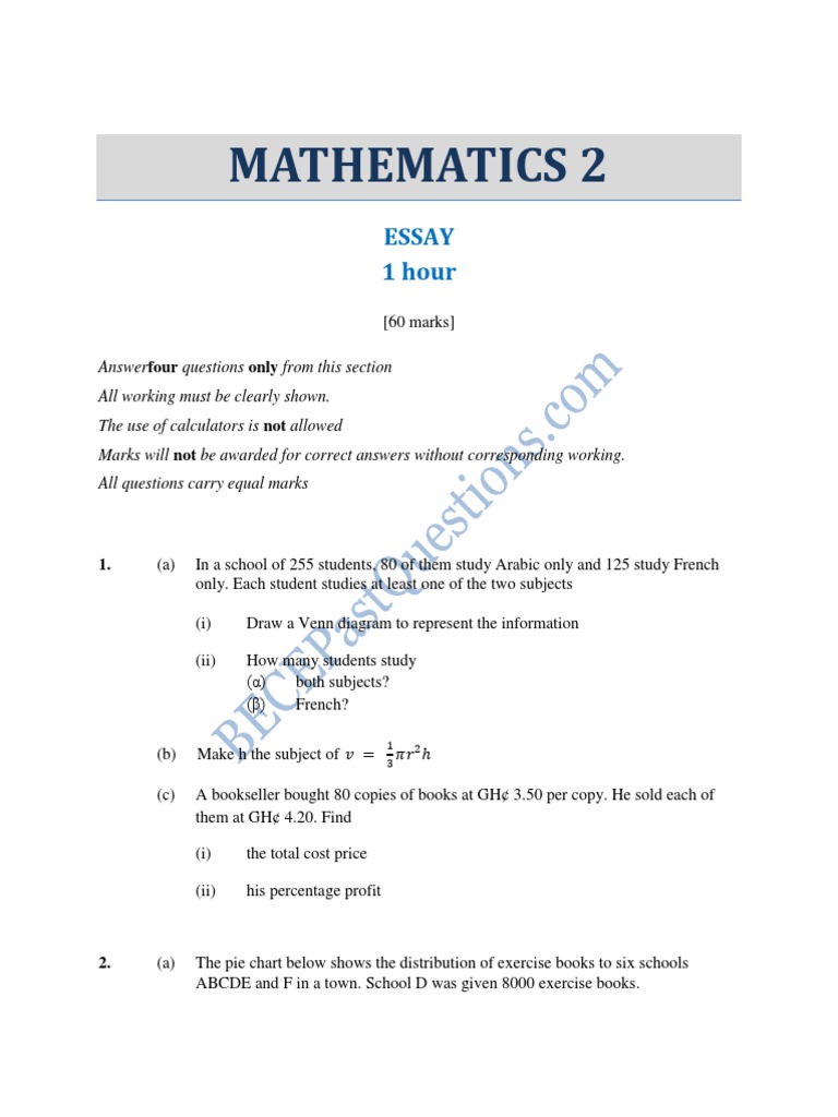 2025 BECE Mathematics Practice Questions | PDF | Geometry | Teaching ...