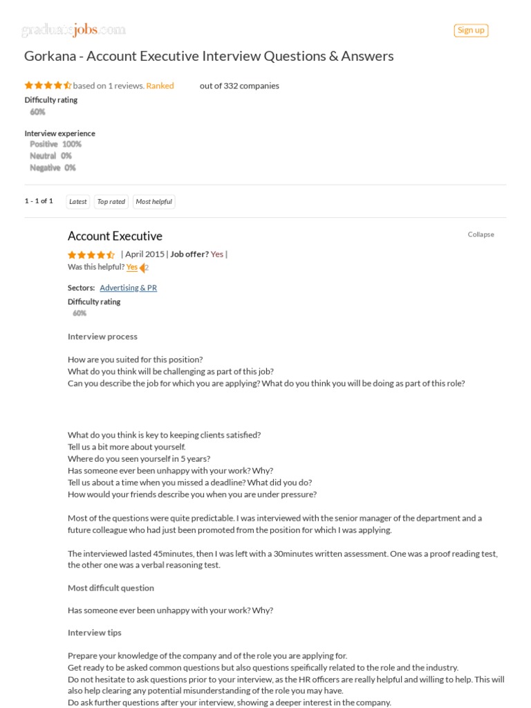 Account Executive Interview Questions | PDF | Interview | Communication