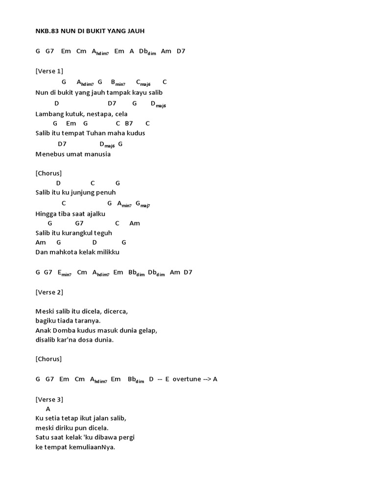 Nun Di Bukit Yang Jauh - Chord PDF | PDF