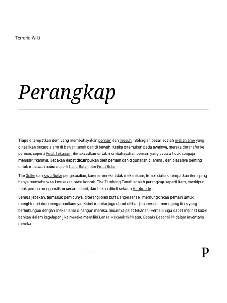 Traps - Wiki Terraria Resmi | PDF