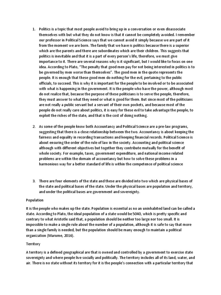 The Four Elements of the State: Population, Territory, Government, and ...