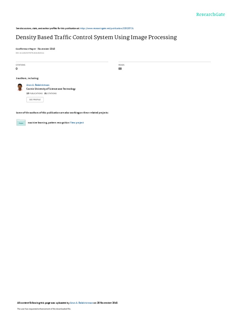 Density Based Traffic Control System | PDF | Traffic | Traffic Light