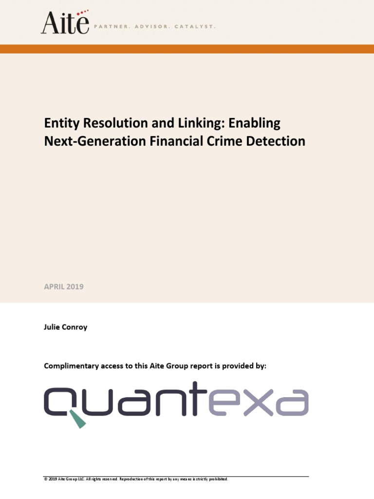 Entity-Resolution Report Quantexa | PDF | Money Laundering | Machine ...
