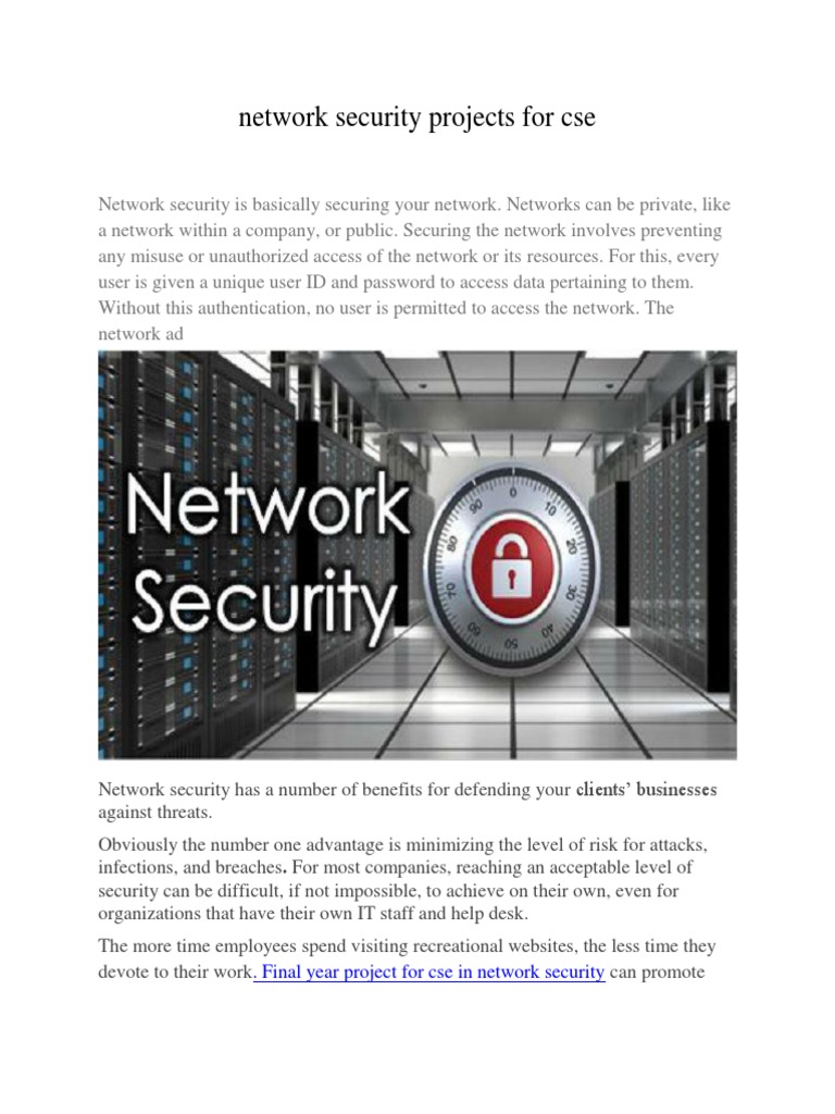 Network Security Projects For Cse | PDF