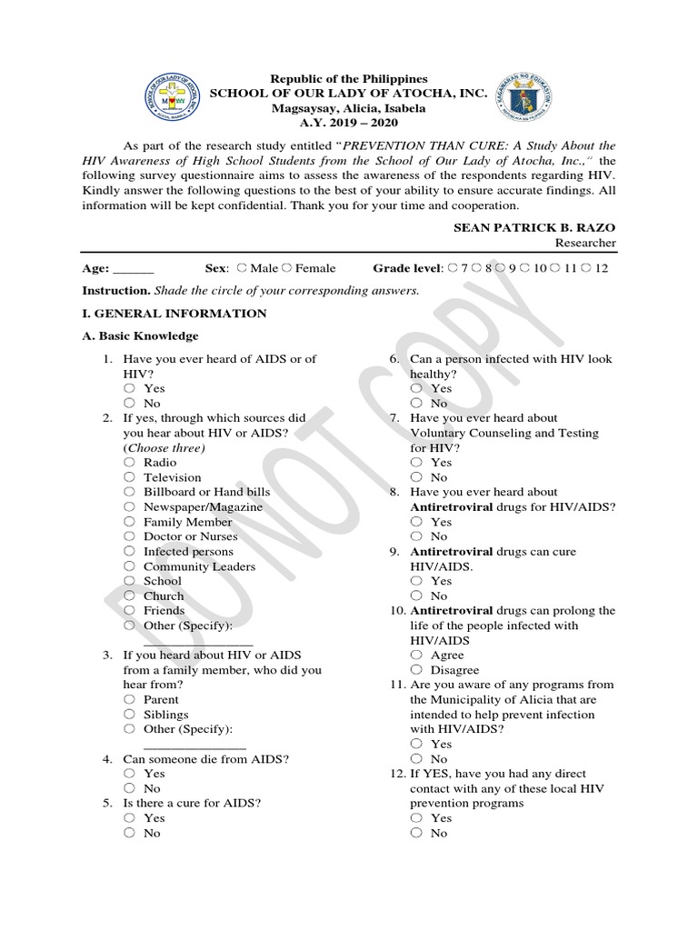 HIV Awareness Survey for Students | PDF | Hiv/Aids | Hiv