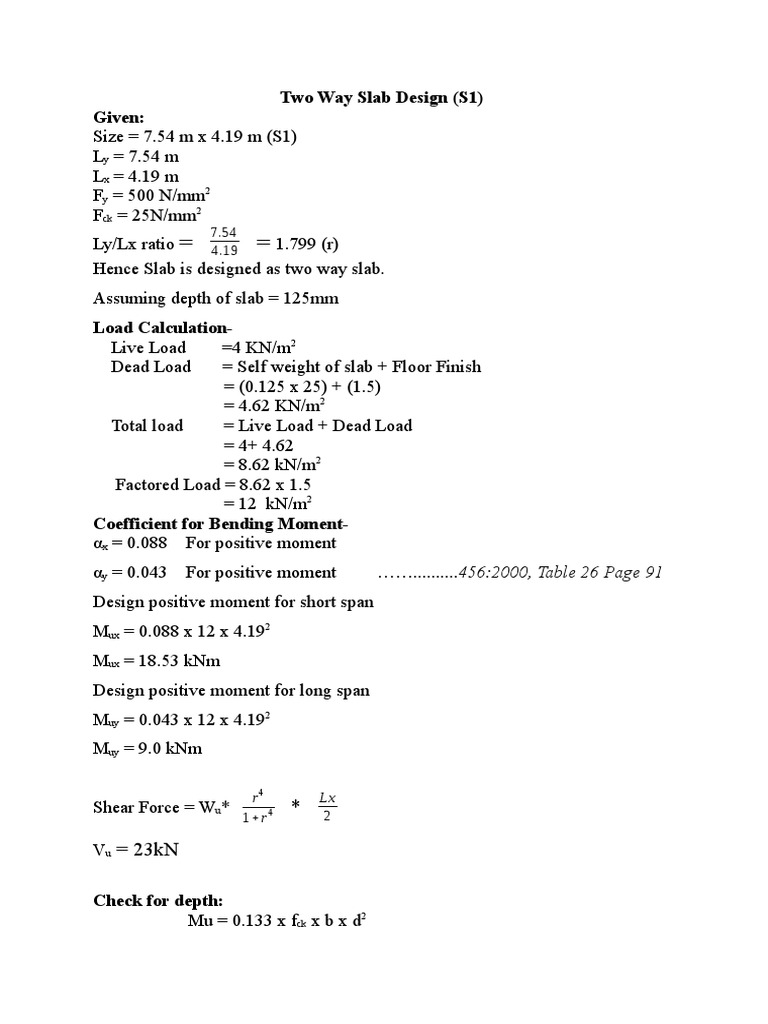 Two Way Slab (First Slab Level Slabs) | PDF | Structural Engineering ...