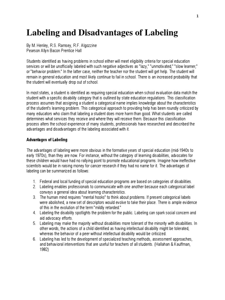 Labeling PDF | PDF | Intellectual Disability | Special Education