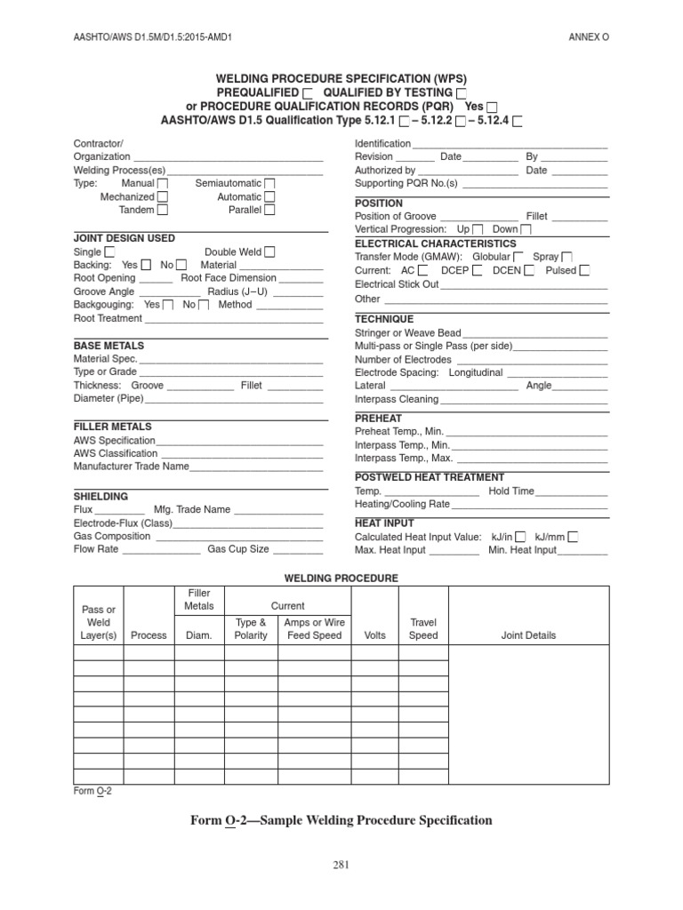 D1.5M D1.5 2015 AMD1 Form O 2 Fillable | PDF | Welding | Construction