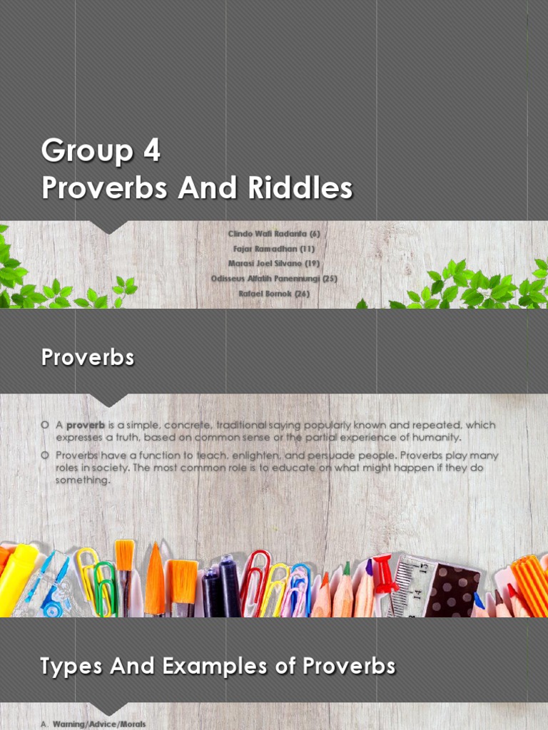 Proverbs and Riddles | PDF | Proverb | Riddle