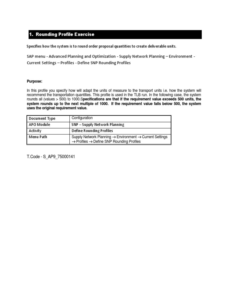 SAP APO SNP Profiles | PDF | Inventory | Transport