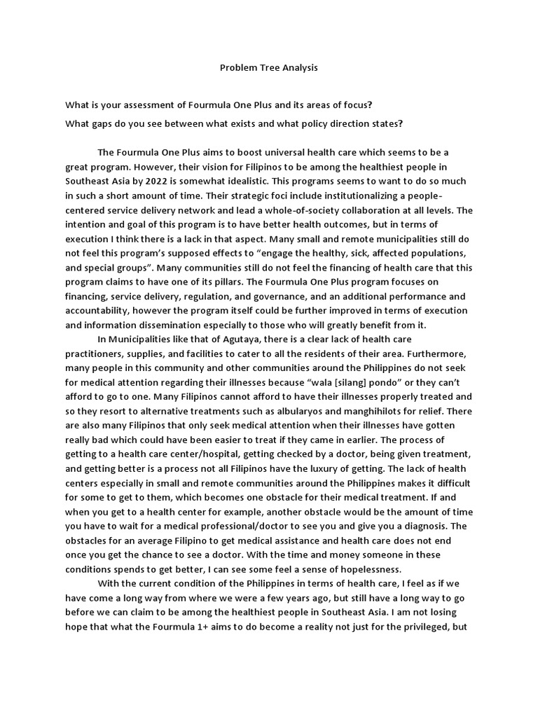 Problem Tree Analysis | PDF | Health Care | Health Economics
