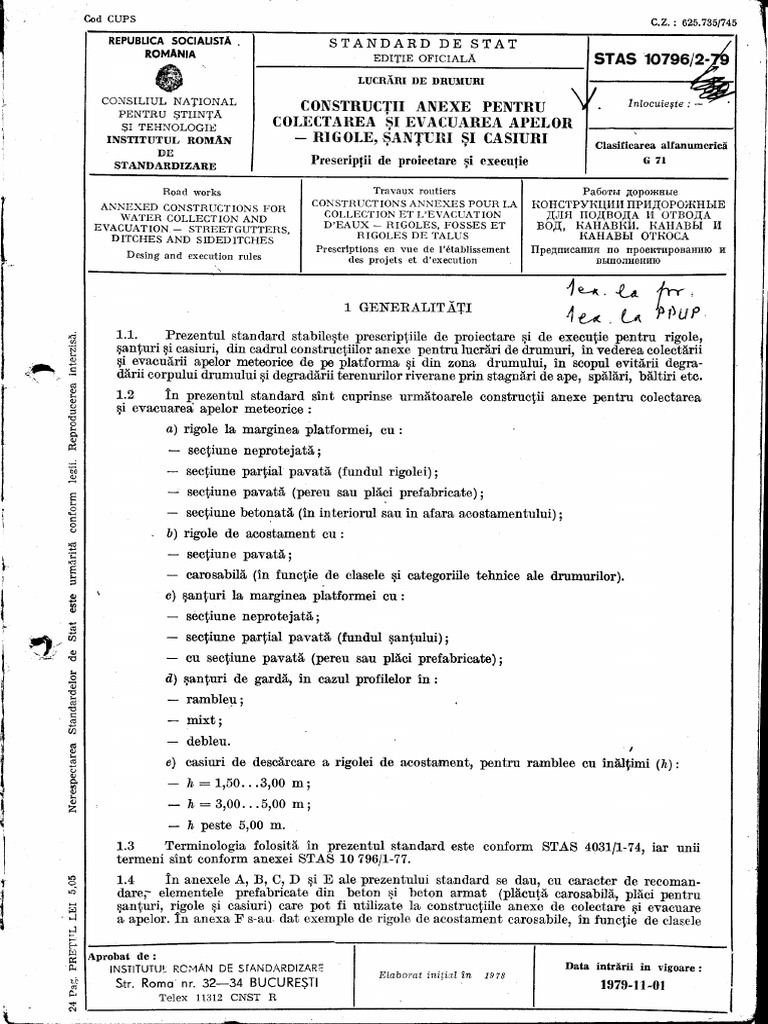 STAS 10796-2-79-Rigole-Santuri-Si-Casiuri PDF | PDF