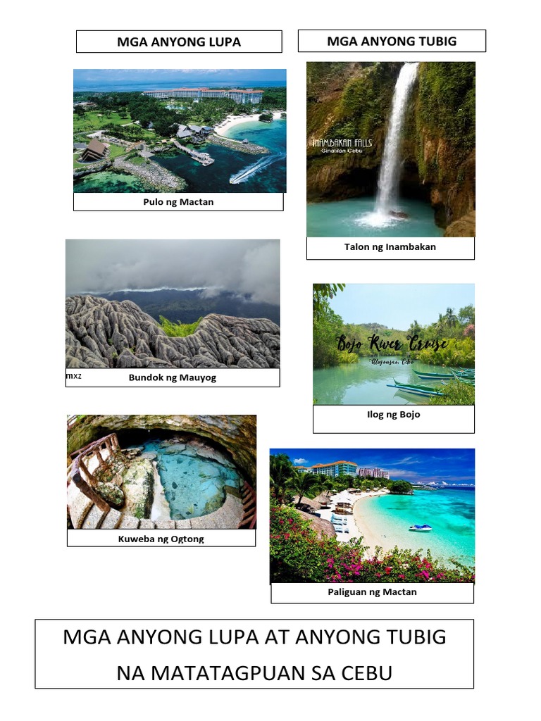 Anyong Tubig Halimbawa Mga Anyong Lupa At Anyong Tubig | PDF