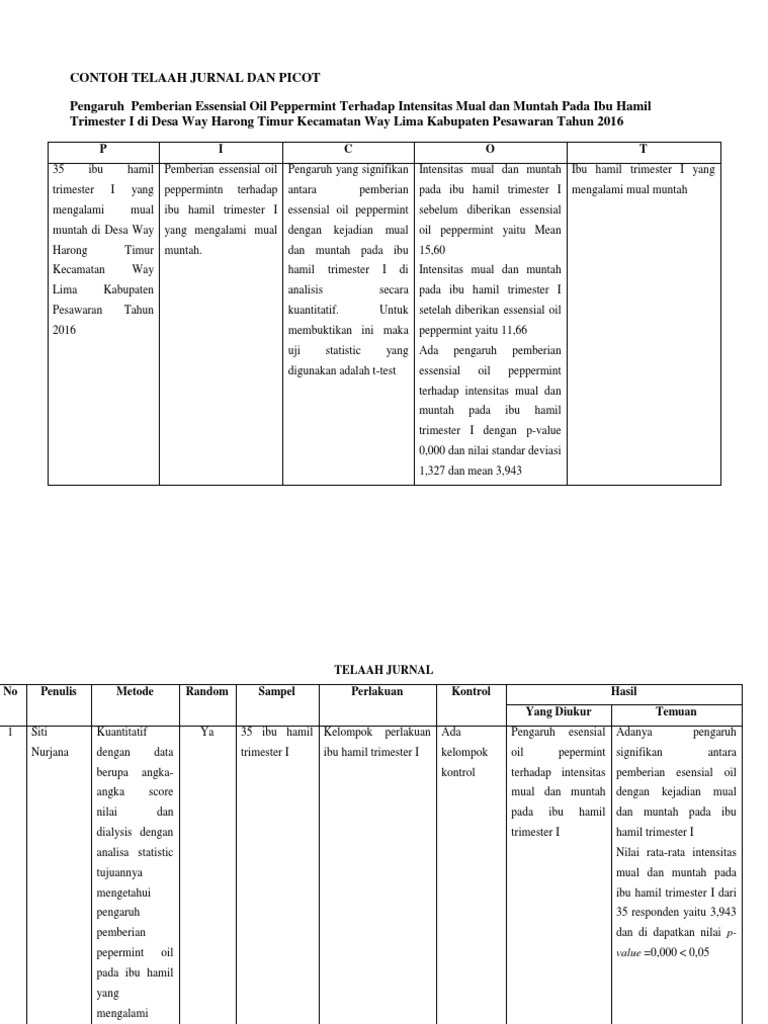 Telaah Jurnal Dengan Metode PICOT | PDF